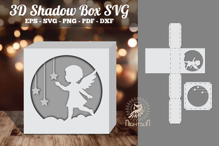 Angel Kids 3D Papercut Shadow Box SVG (6458858)