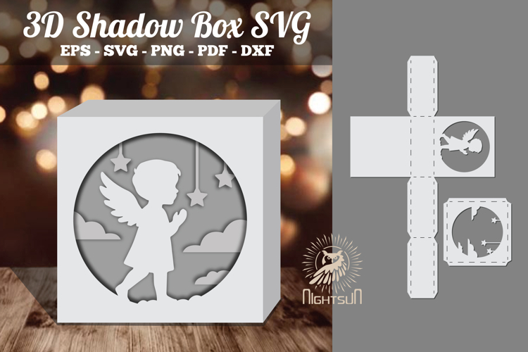 Angel Kids 3D Papercut Shadow Box SVG (6458860)