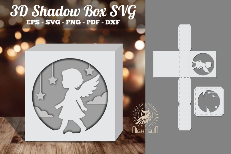 Angel Kids 3D Papercut Shadow Box SVG (6458863)