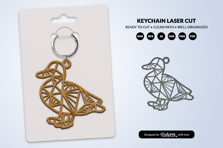 Geometric Farm Animal Keychain Laser Cut SVG (6464100)