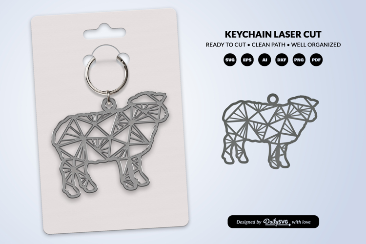 Geometric Farm Animal Keychain Laser Cut SVG (6464102)