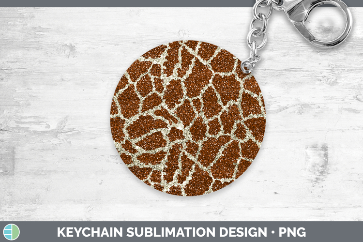 Animal Glitter Giraffe Print Keychain Sublimation Keyring De