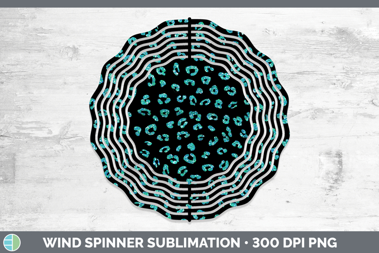 Animal Glitter Teal Leopard Wind Spinner Sublimation Spinner