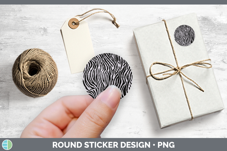 Animal Glitter Zebra Print Stickers | Round Labels Designs