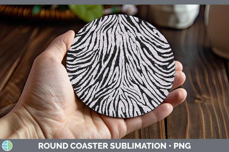 Animal Glitter Zebra Round Coaster Sublimation Coaster Desig