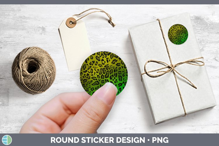Animal Green Leopard Print Stickers | Round Labels Designs
