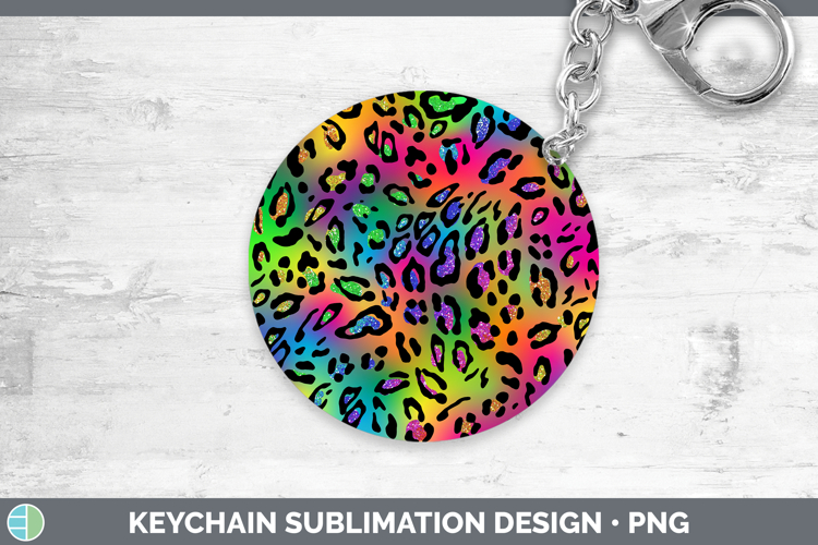 Animal Rainbow Leopard Print Keychain Sublimation Keyring De