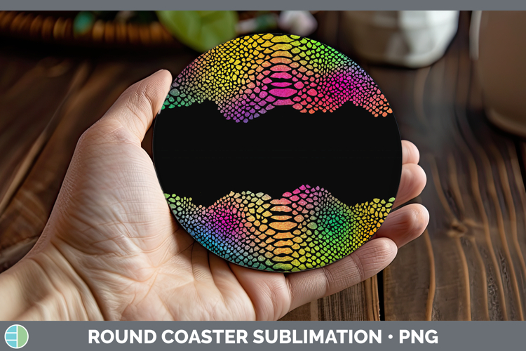 Animal Rainbow Snake Print Round Coaster Sublimation Coaster