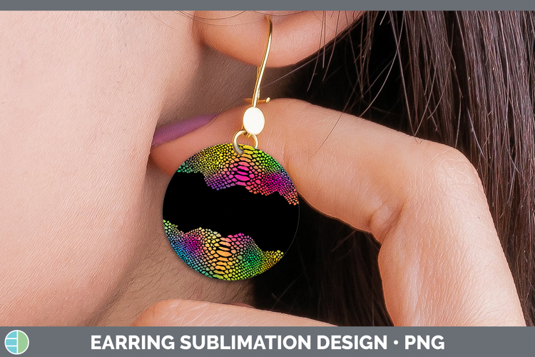Animal Rainbow Snake Print Round Earrings Sublimation Earrin