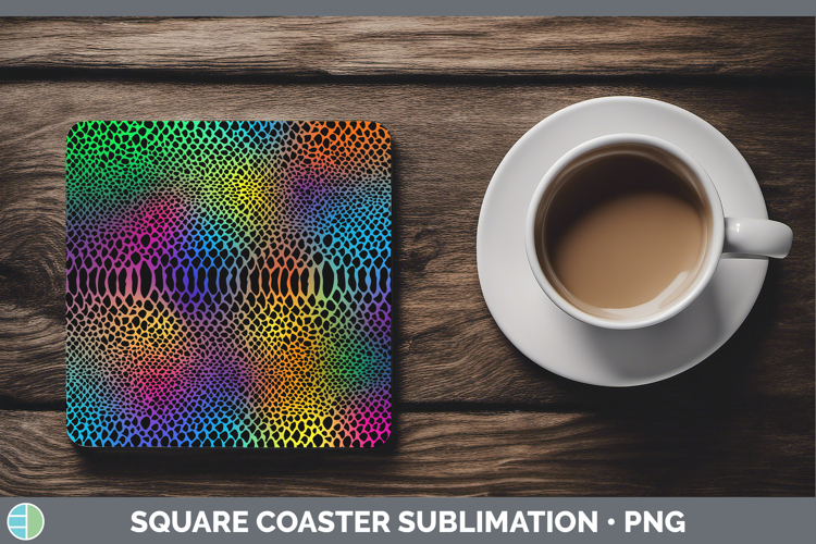 Animal Rainbow Snake Print Square Coaster Sublimation Coaste