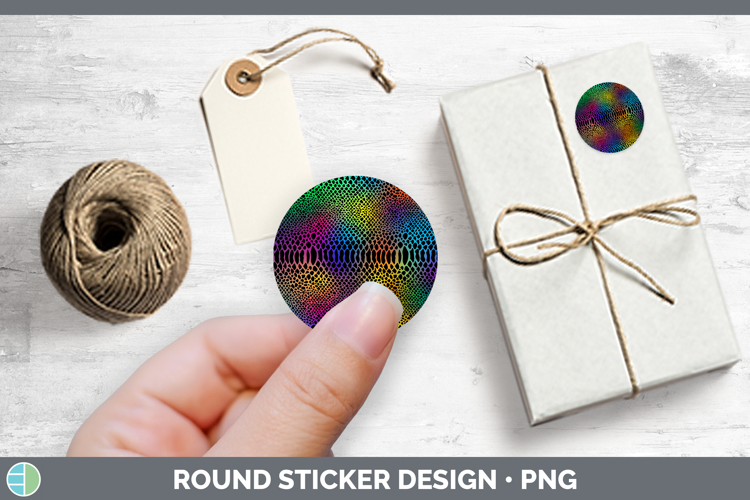 Animal Rainbow Snake Print Stickers | Round Labels Designs
