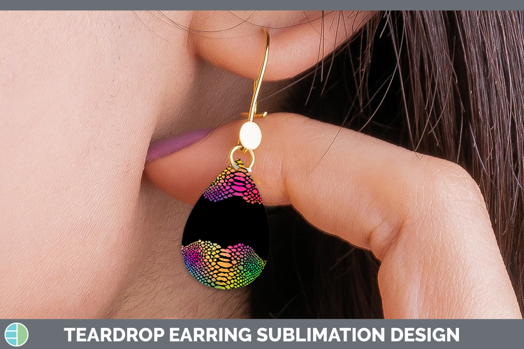 Animal Rainbow Snake Print Teardrop Earrings Sublimation Ear
