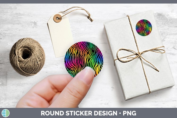 Animal Rainbow Zebra Print Stickers | Round Labels Designs