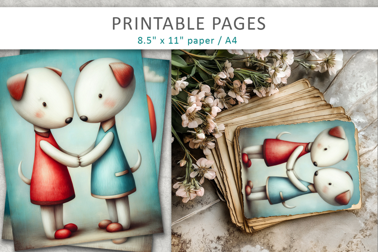 junk journal valentine animals