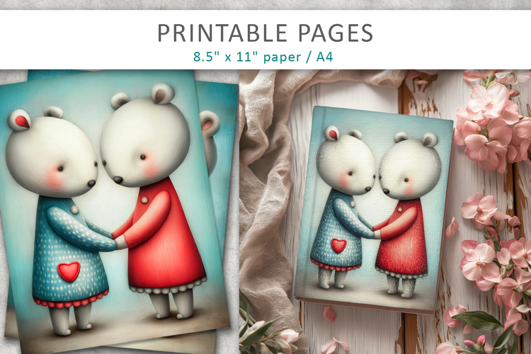 cute love animals for kids, children illustration