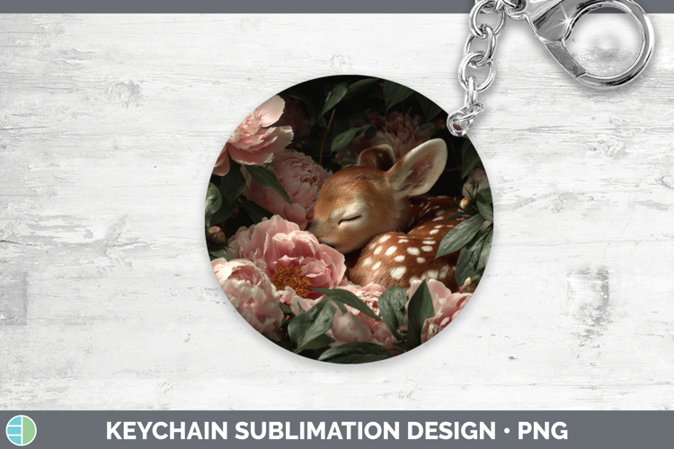 Deer Keychain Animals Floral Sleeping Sublimation Keyring De
