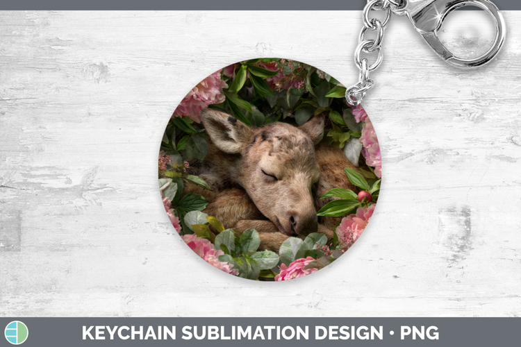 Moose Keychain Animals Floral Sleeping Sublimation Keyring D
