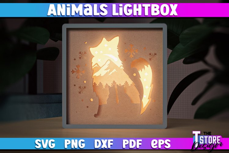 Fox Lightbox SVG Design | Paper Cut Design | SVG File