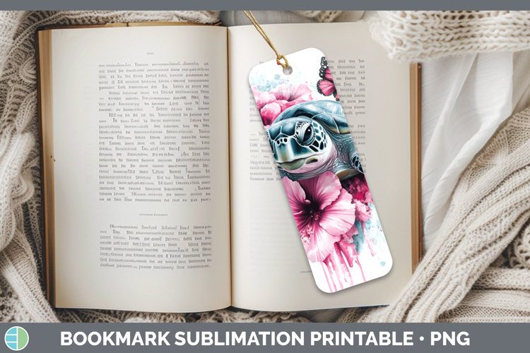 Animals Pink Drips Sea Turtle Bookmark Sublimation Printable