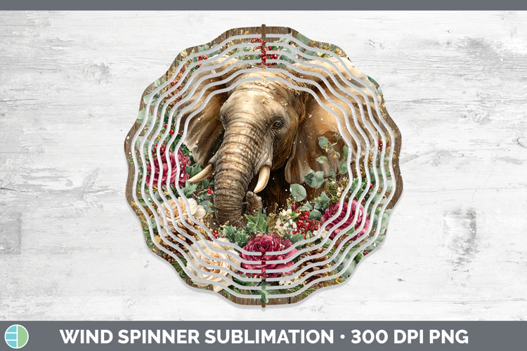 Elephant Animals Rustic Christmas Wind Spinner Sublimation D