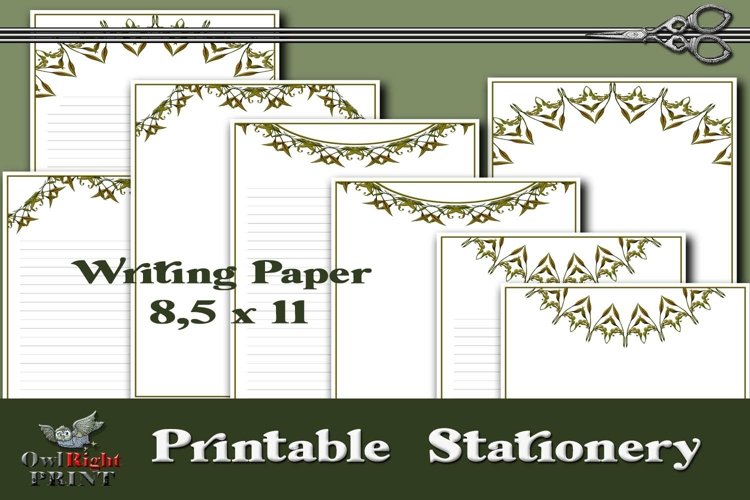 Printable writing paper with watercolor floral decor