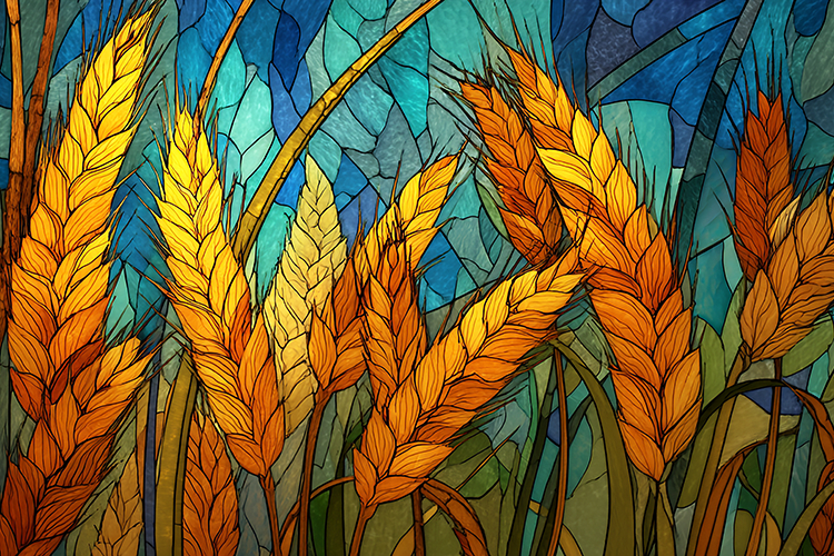 A vibrant stained glass artwork of wheat (6560871)
