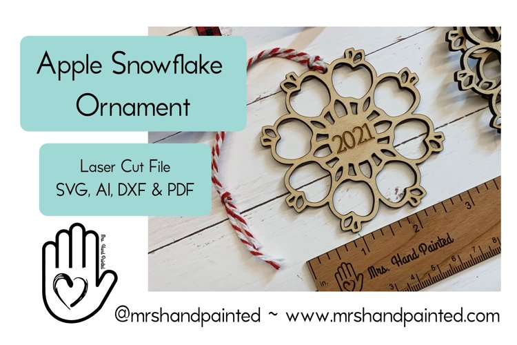 Apple Snowflake Ornament - Laser Cut File