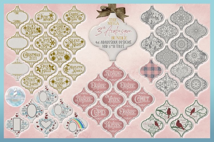 3'H Arabesque Tile Christmas Ornament Mega Bundle - SVG (1459942) | Cut ...