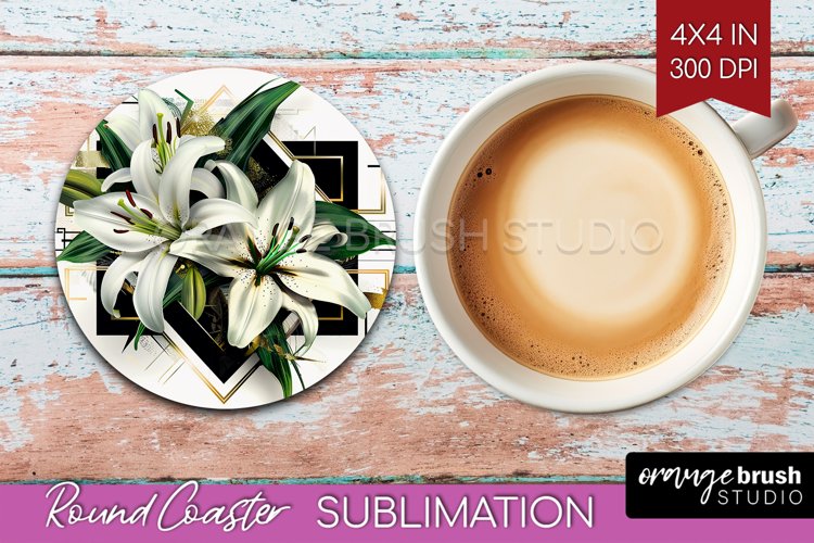 Vintage Flowers Round Coaster - Art Deco Coaster (5066688)