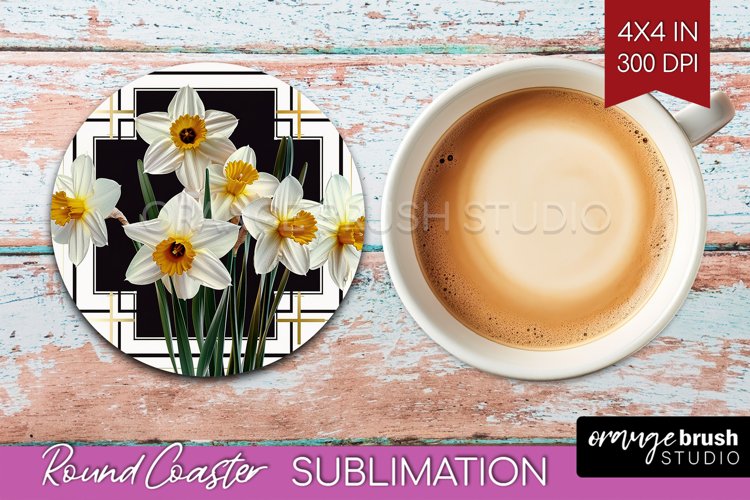 Vintage Flowers Round Coaster - Art Deco Coaster (5066698)