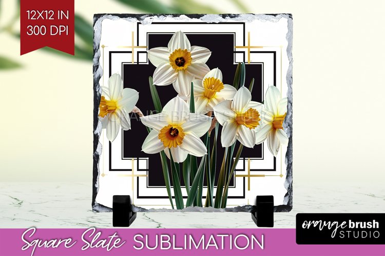 Vintage Flowers Slate PNG - Art Deco Square Slate (5067024)