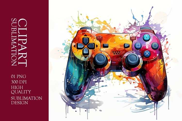 Watercolor Game Controller Clipart Sublimation (4328230)