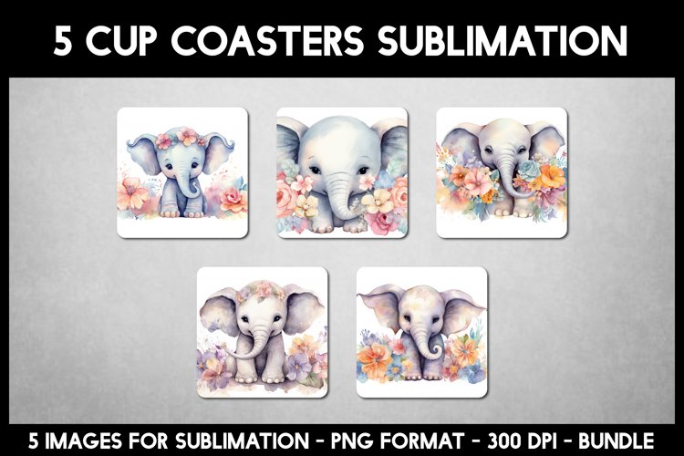 5 Elephants Cup Coasters I Nursery Cup Coasters