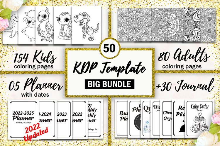 Big KDP Template Bundle, coloring pages, planner & journal (1050574 ...