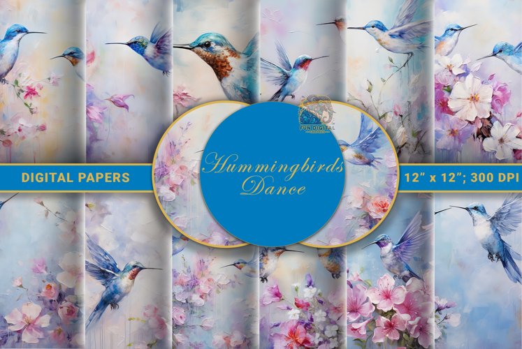 Vibrant Hummingbird Digital Papers