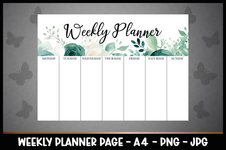 Weekly Planner Planner A4 , Watercolour Flowers, (3096135)