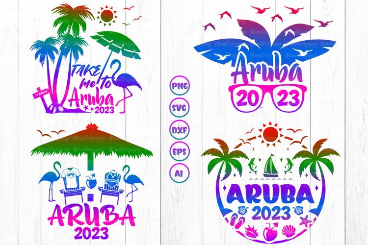 Aruba Vacation 2023 Bundle of 4 SVG, Aruba Shirt SVG