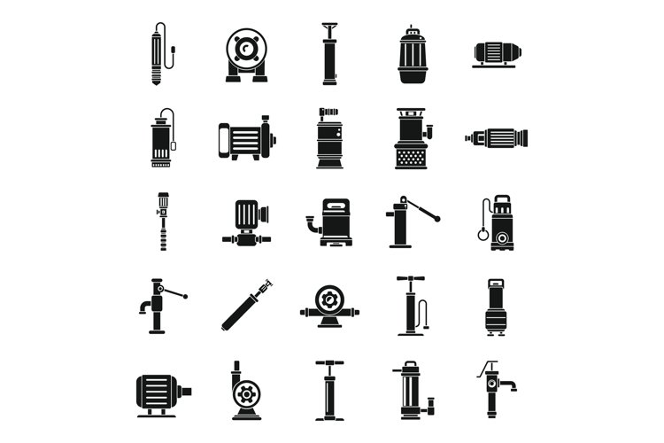 Pump icons set simple vector. Water tank
