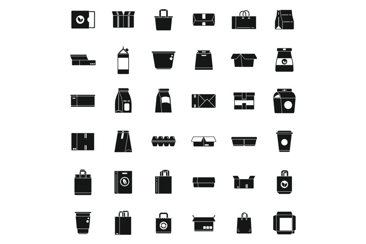 Eco packaging icons set simple vector. Eco waster