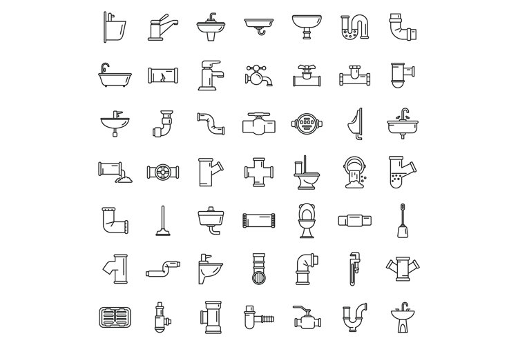 Sewerage icons set outline vector. Water leak