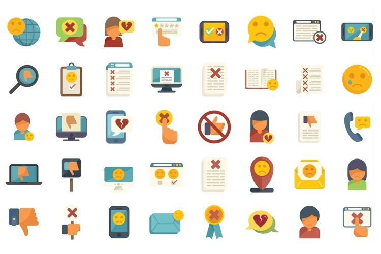 Dislike icons set flat vector. Thumb up (2367708)