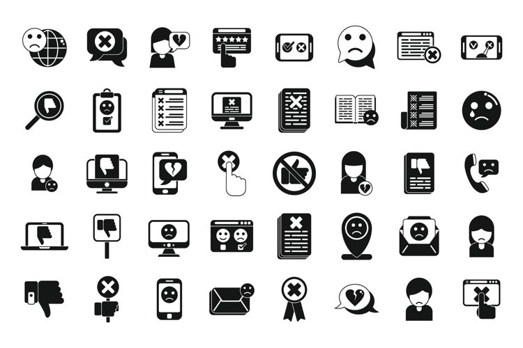 Dislike icons set simple vector. Thumb up