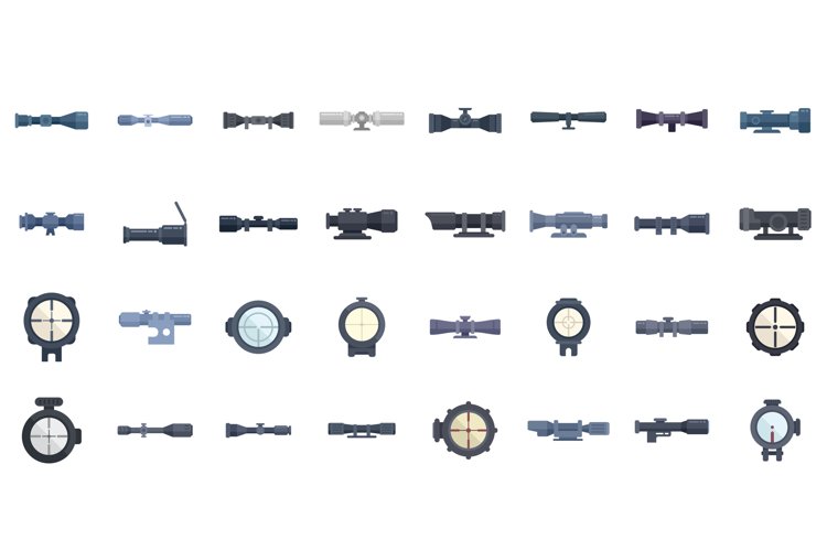 Telescopic sight icons set flat vector. Sniper (2367748)