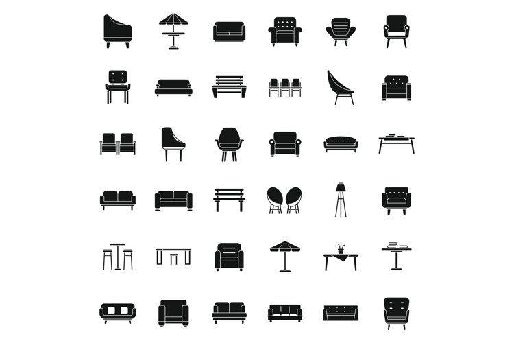 Lounge icons set simple vector. Business sofa