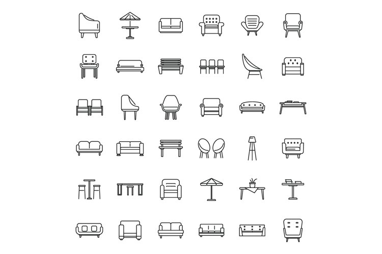 Lounge icons set outline vector. Business sofa