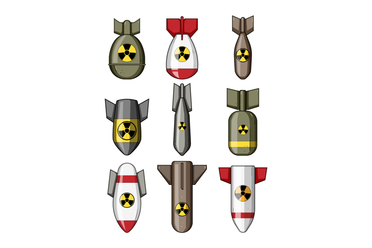 Atomic bomb collection depicting nuclear war symbols