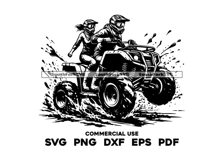 Couple Riding ATV 4 Four Wheeler Quad Design