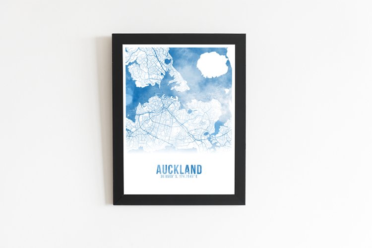 Auckland Watercolor City Map Poster