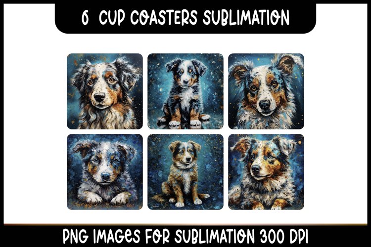 6 Cup Coasters dogs Sublimation Bundle