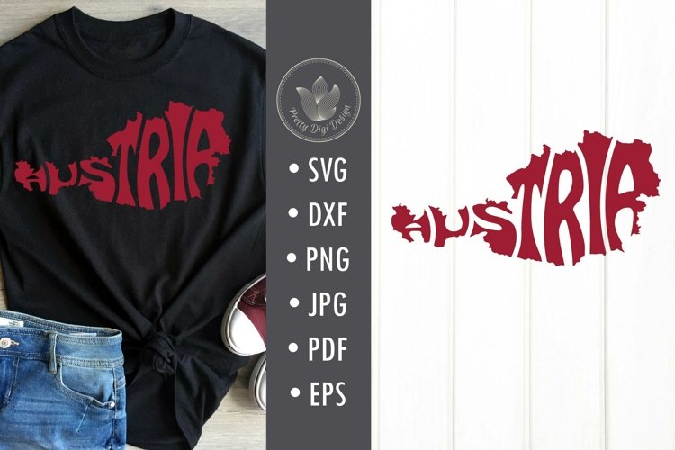 Austria SVG cut file lettering in map shape